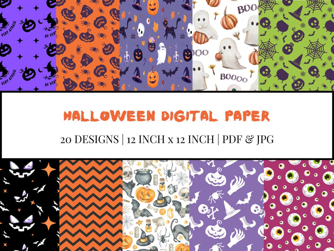 Spooky Halloween Digital Paper | Scrapbook Backgrounds (PDF & JPG) - Etsy