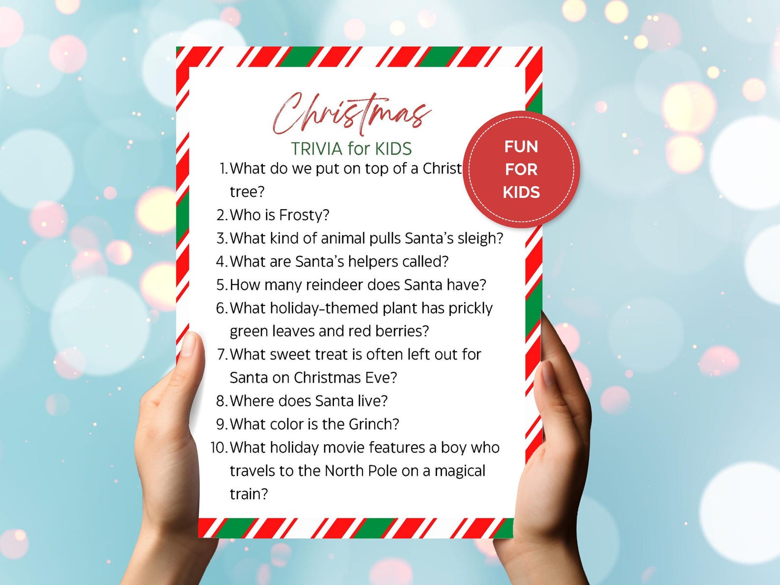 Christmas Trivia Game for Kids: Holiday Printable Activity (digital ...