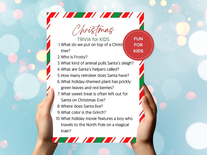 Christmas Trivia Game for Kids: Holiday Printable Activity (digital ...