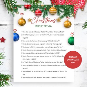 Christmas Music Trivia | Holiday Music Challenge Game | Printable ...