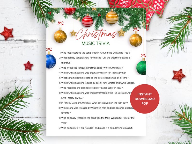 Christmas Music Trivia | Holiday Music Challenge Game | Printable ...
