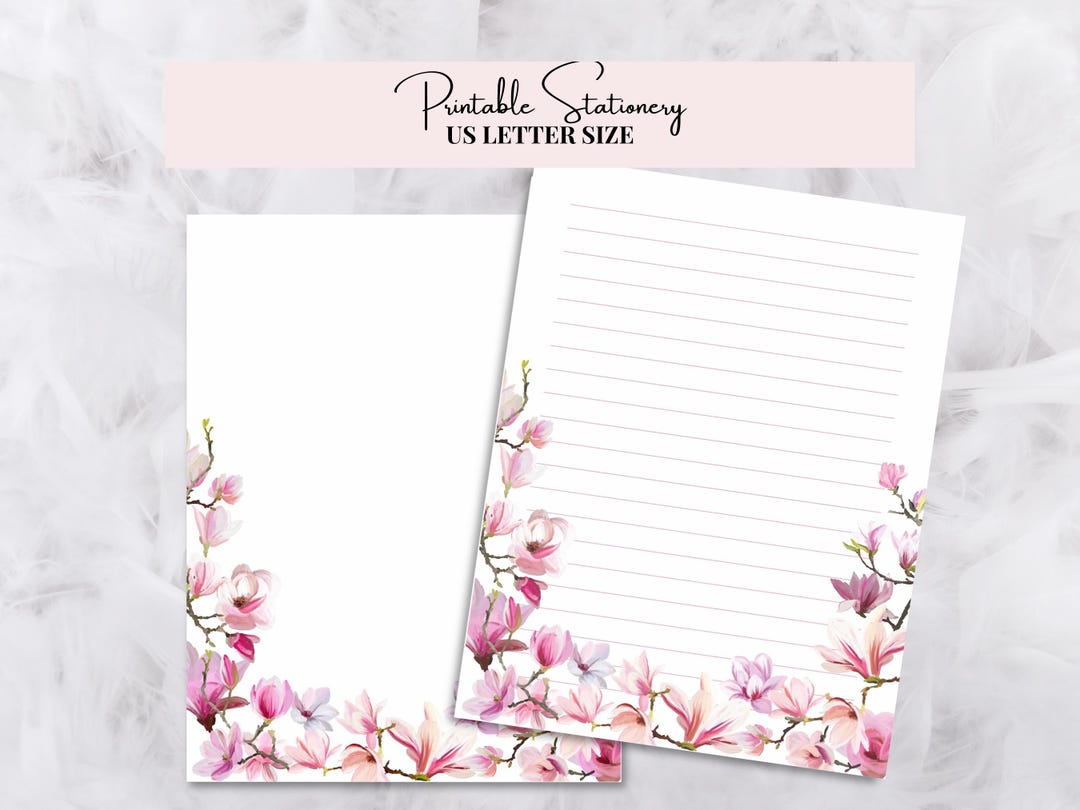Printable Stationery | Floral Stationery | Digital Download | US Letter ...