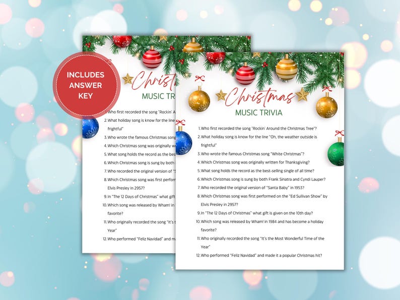 Christmas Music Trivia | Holiday Music Challenge Game | Printable ...