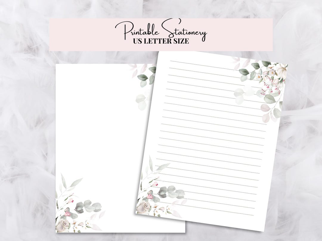 Printable Stationery | Floral Stationery | Digital Download | US Letter ...