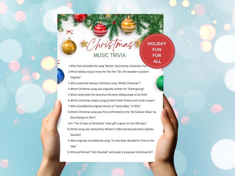 Christmas Music Trivia | Holiday Music Challenge Game | Printable ...
