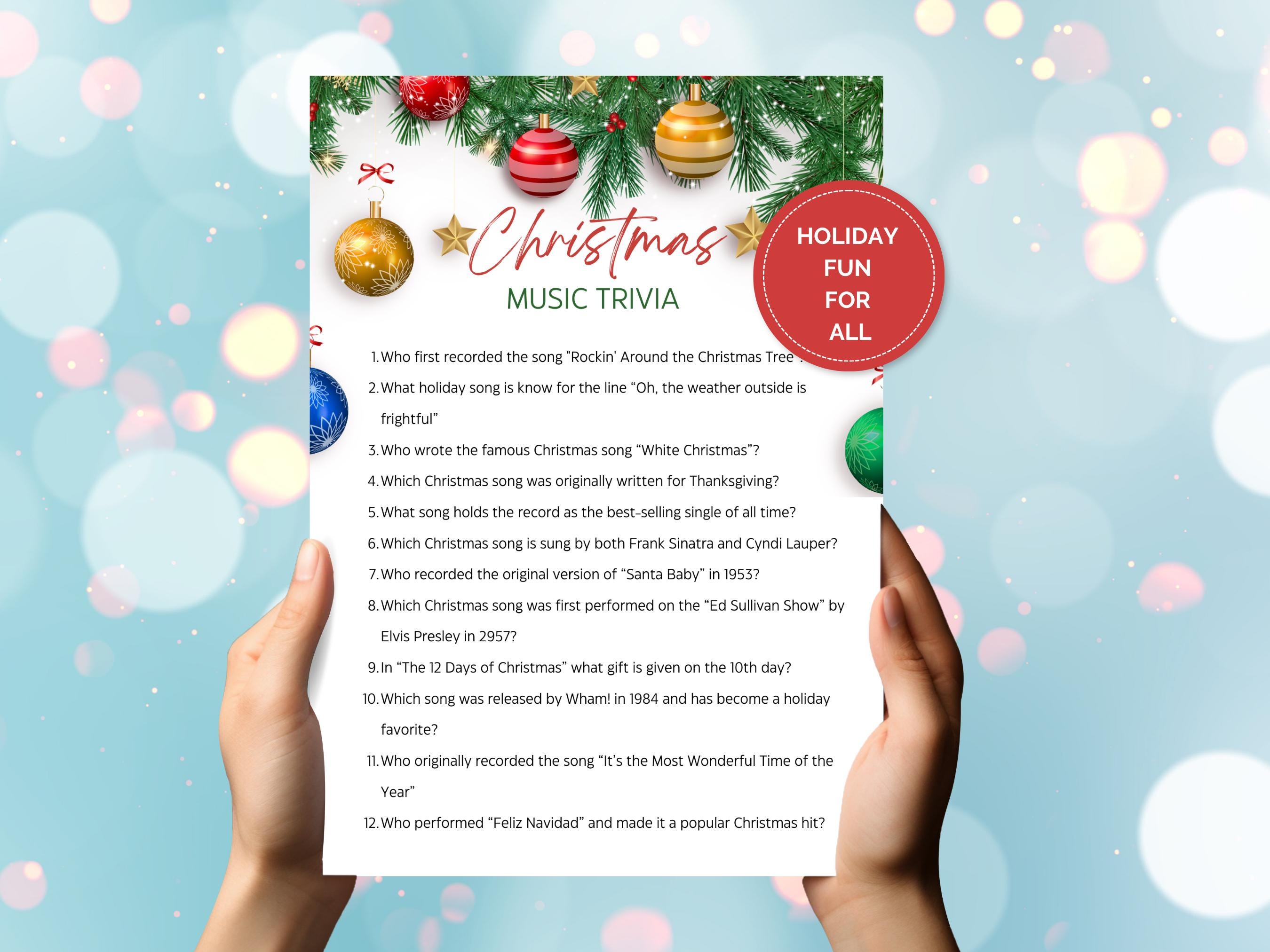 Christmas Music Trivia | Holiday Music Challenge Game | Printable ...