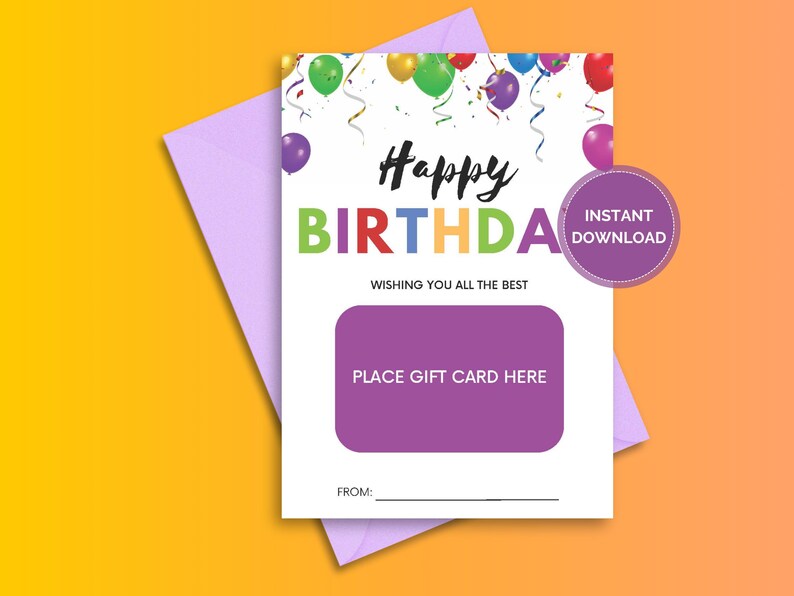Printable Birthday Gift Card Holder: Colorful Celebration Design ...