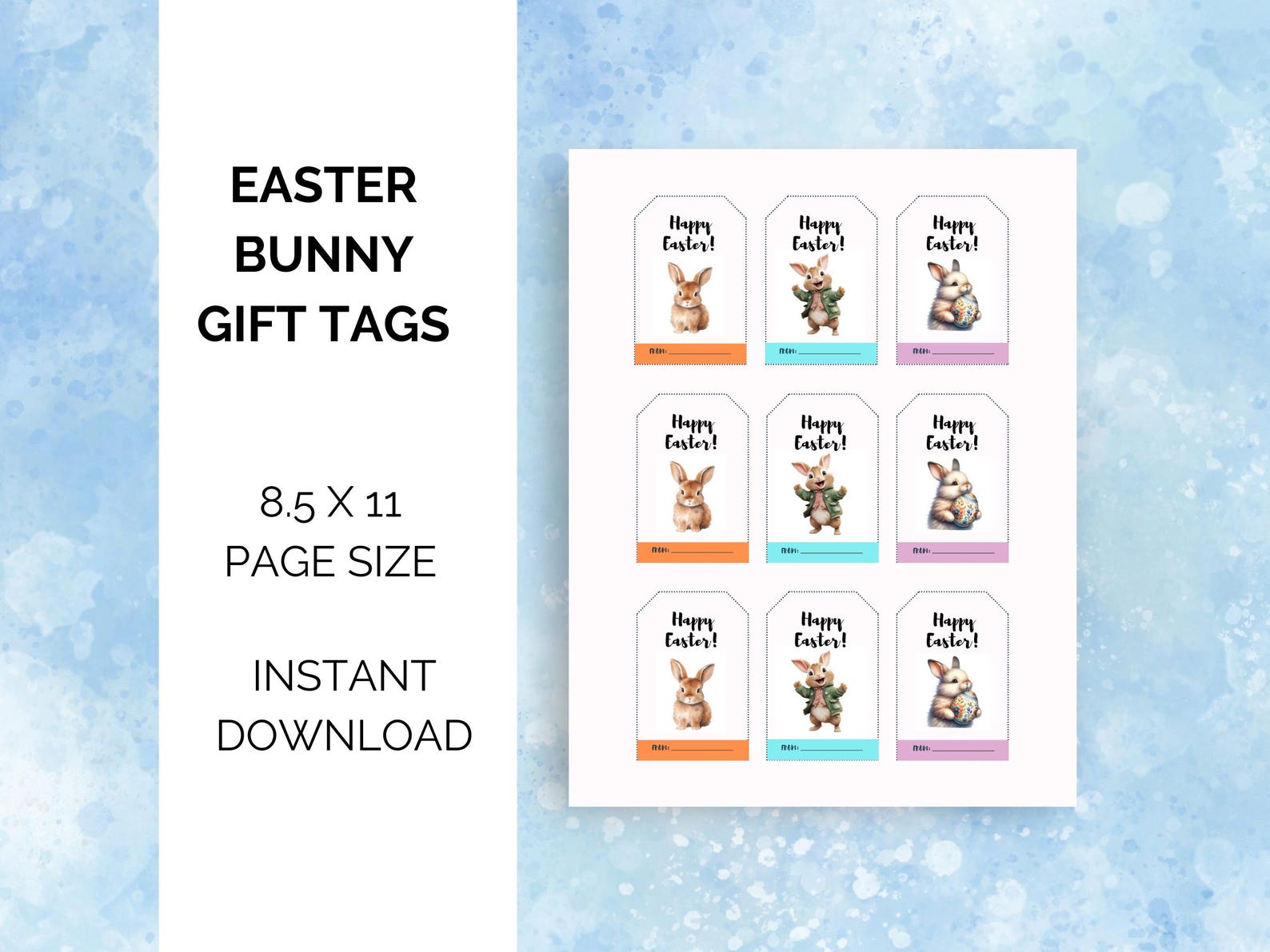 Easter Bunny Gift Tags: Printable Treat Bag Tags (digital Download) - Etsy