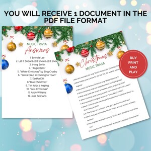 Christmas Music Trivia | Holiday Music Challenge Game | Printable ...