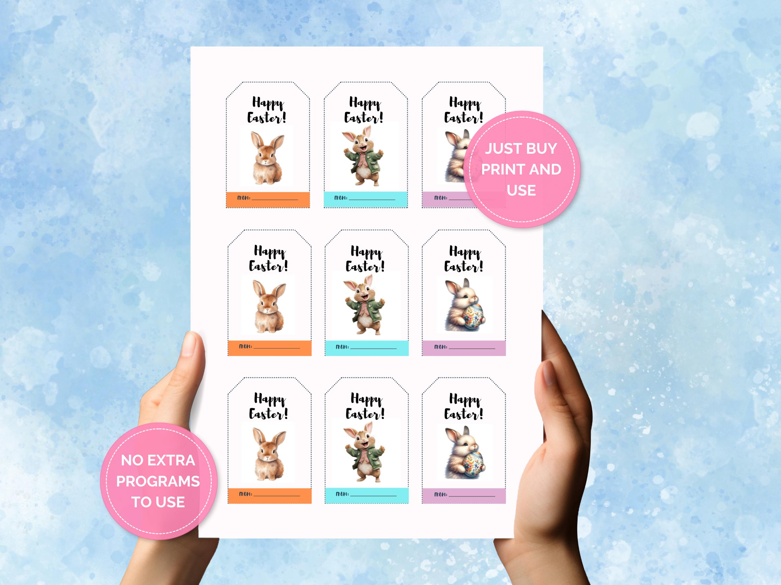 Easter Bunny Gift Tags: Printable Treat Bag Tags (digital Download) - Etsy