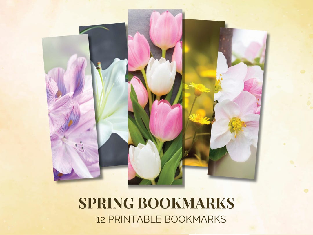 Floral Spring Bookmarks: Printable Book Lover Gift (digital Download ...