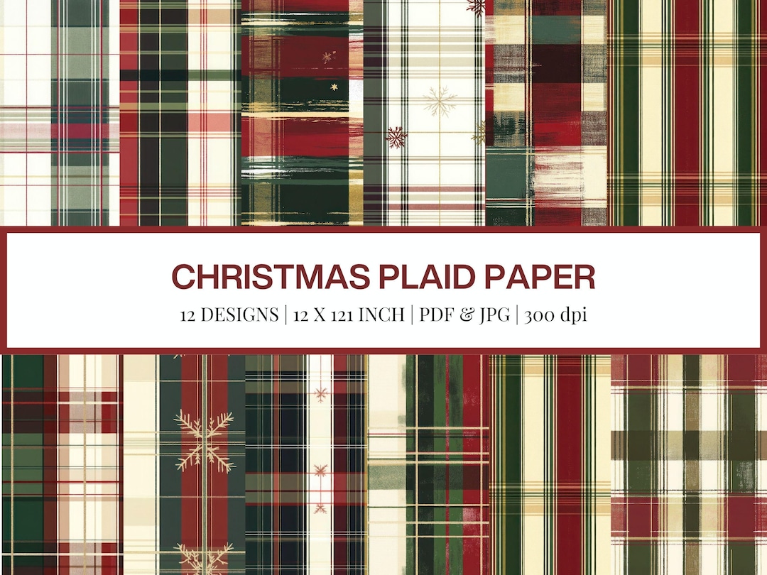 Christmas Plaid Digital Paper Pack | Holiday Scrapbook Paper ...