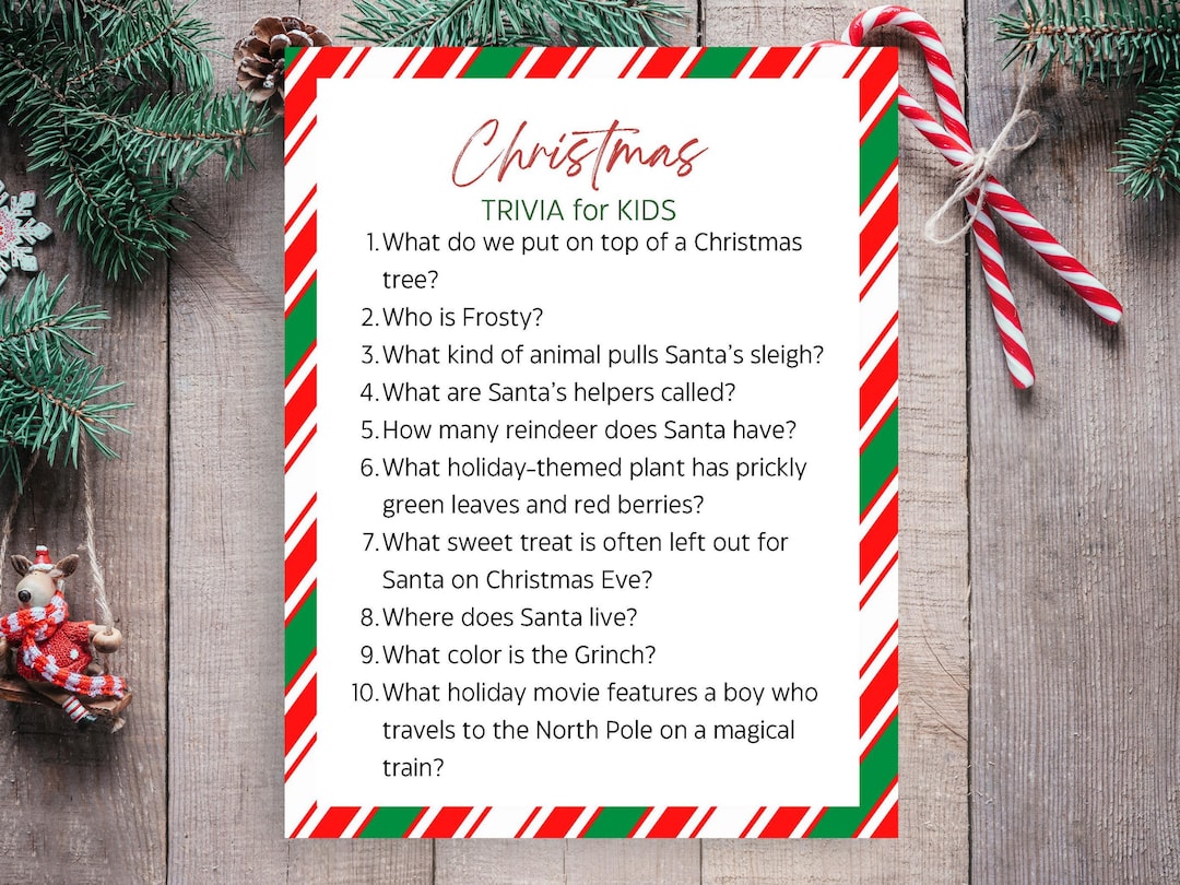 Christmas Trivia Game for Kids: Holiday Printable Activity (digital ...