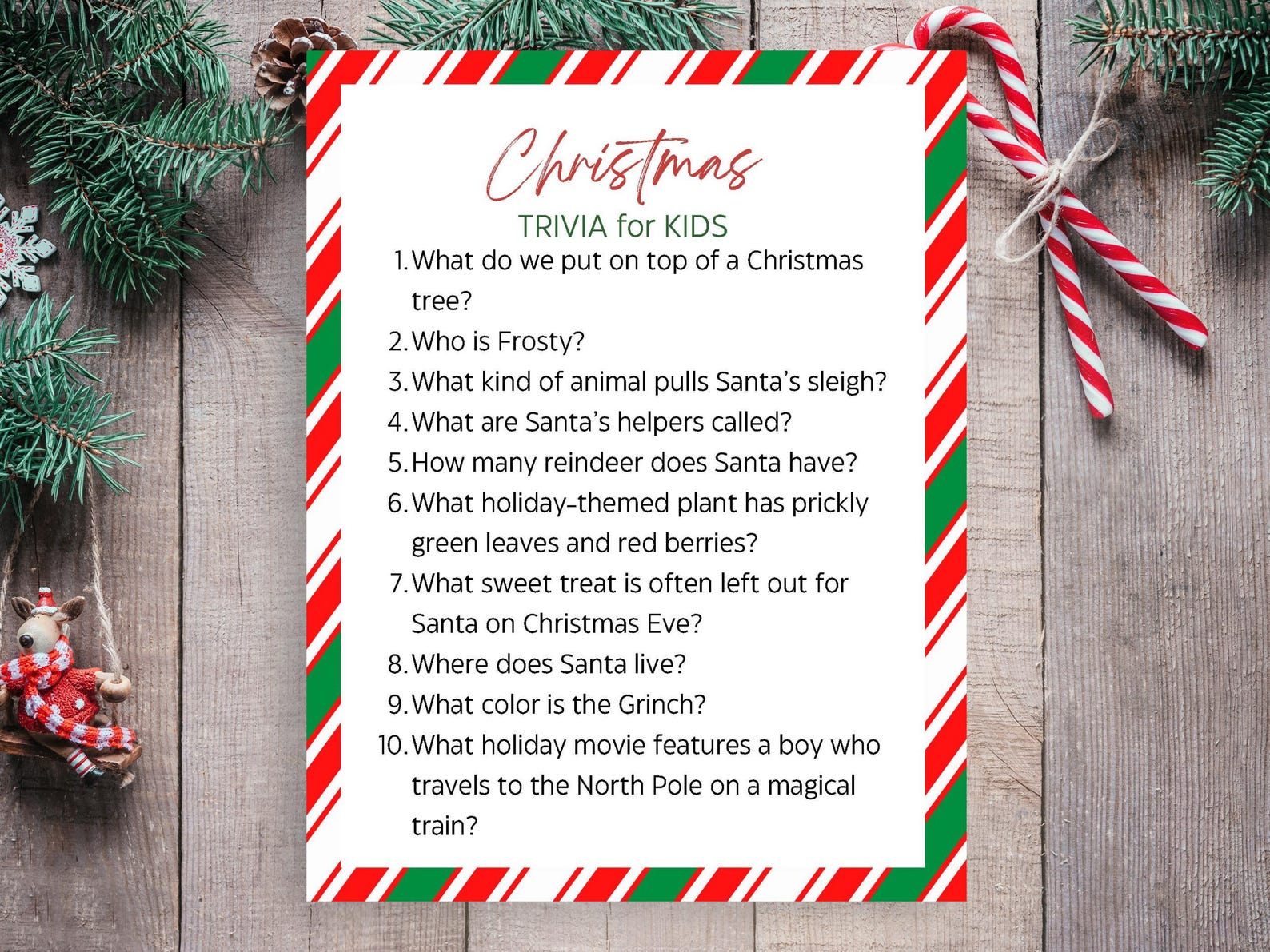 Christmas Trivia Game for Kids: Holiday Printable Activity (digital ...