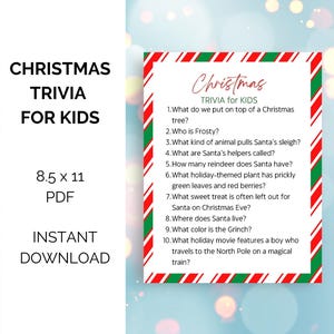 Christmas Trivia Game for Kids: Holiday Printable Activity (digital ...