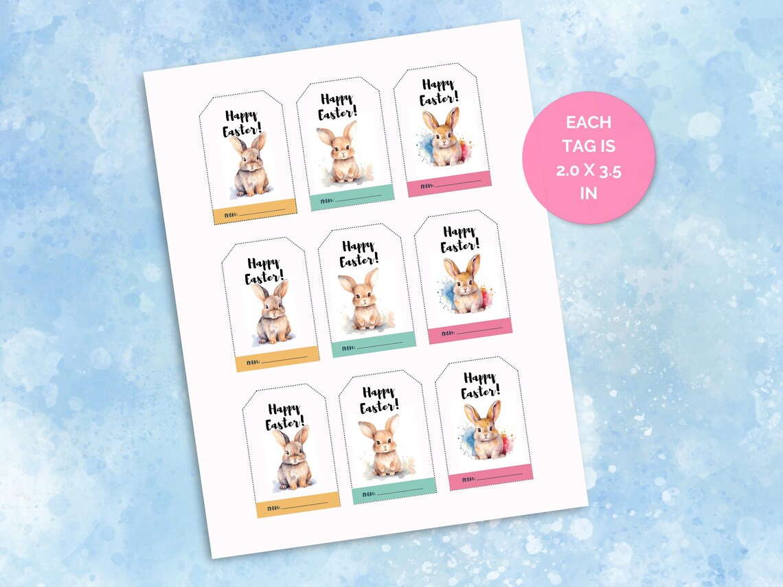 Easter Bunny Gift Tags: Printable Treat Bag Tags (digital Download) - Etsy
