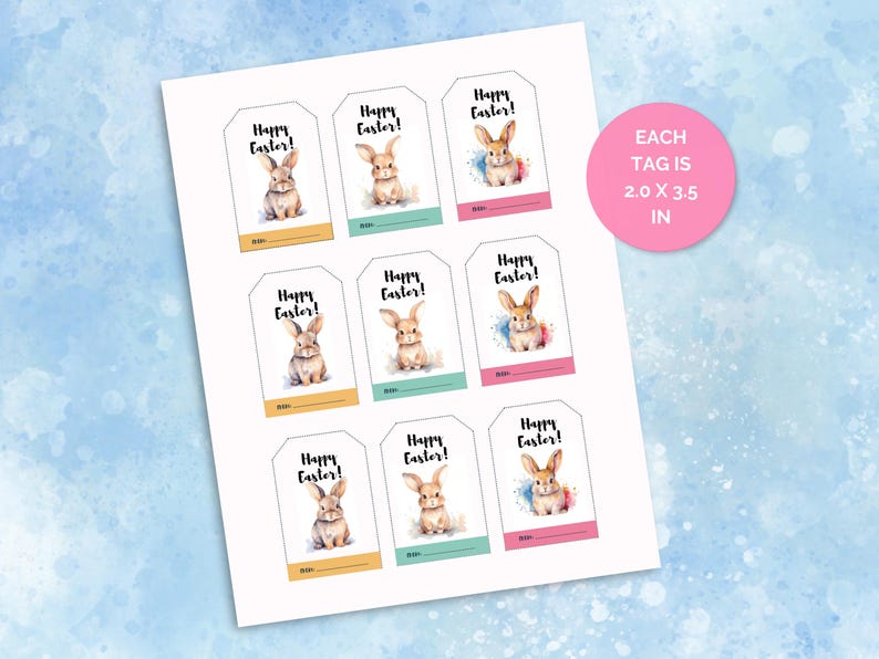 Easter Bunny Gift Tags: Printable Treat Bag Tags (digital Download) - Etsy