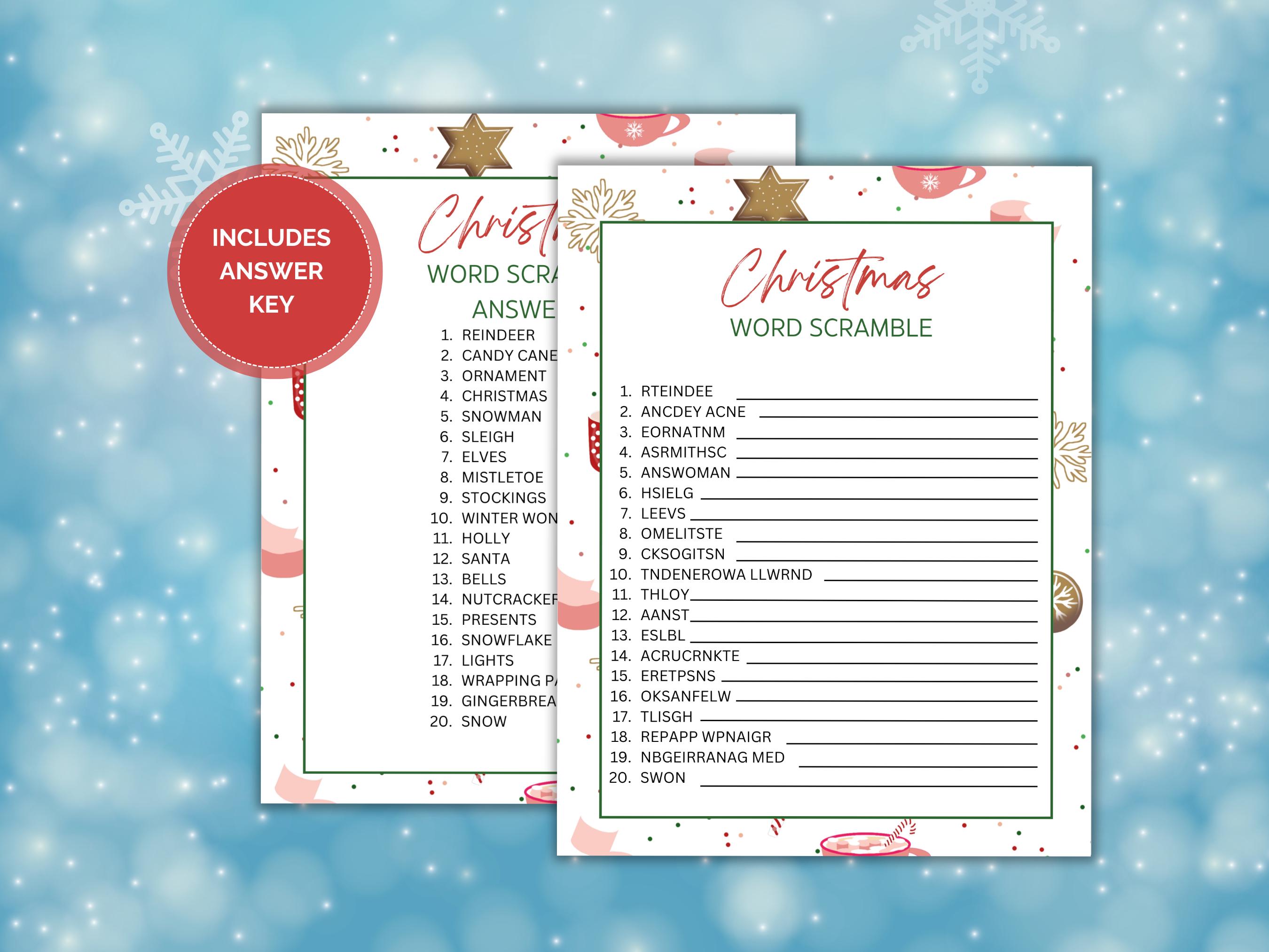 Christmas Word Scramble Game: Holiday Party Activity (digital Download ...