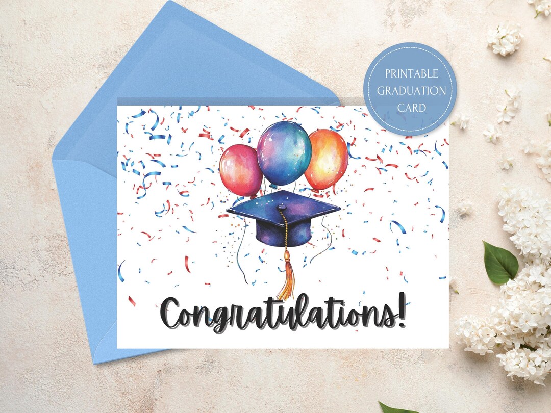 Printable Graduation Card: Congratulations Graduate - 5x7 (digital ...