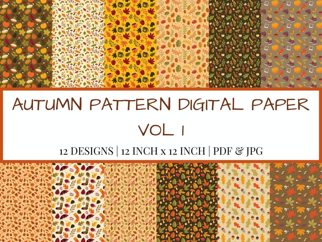 Autumn Digital Paper Pack | Pumpkins and Leaves (PDF & JPG) - Etsy