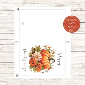 Printable Thanksgiving Card | Pumpkin Floral Design (digital Download ...