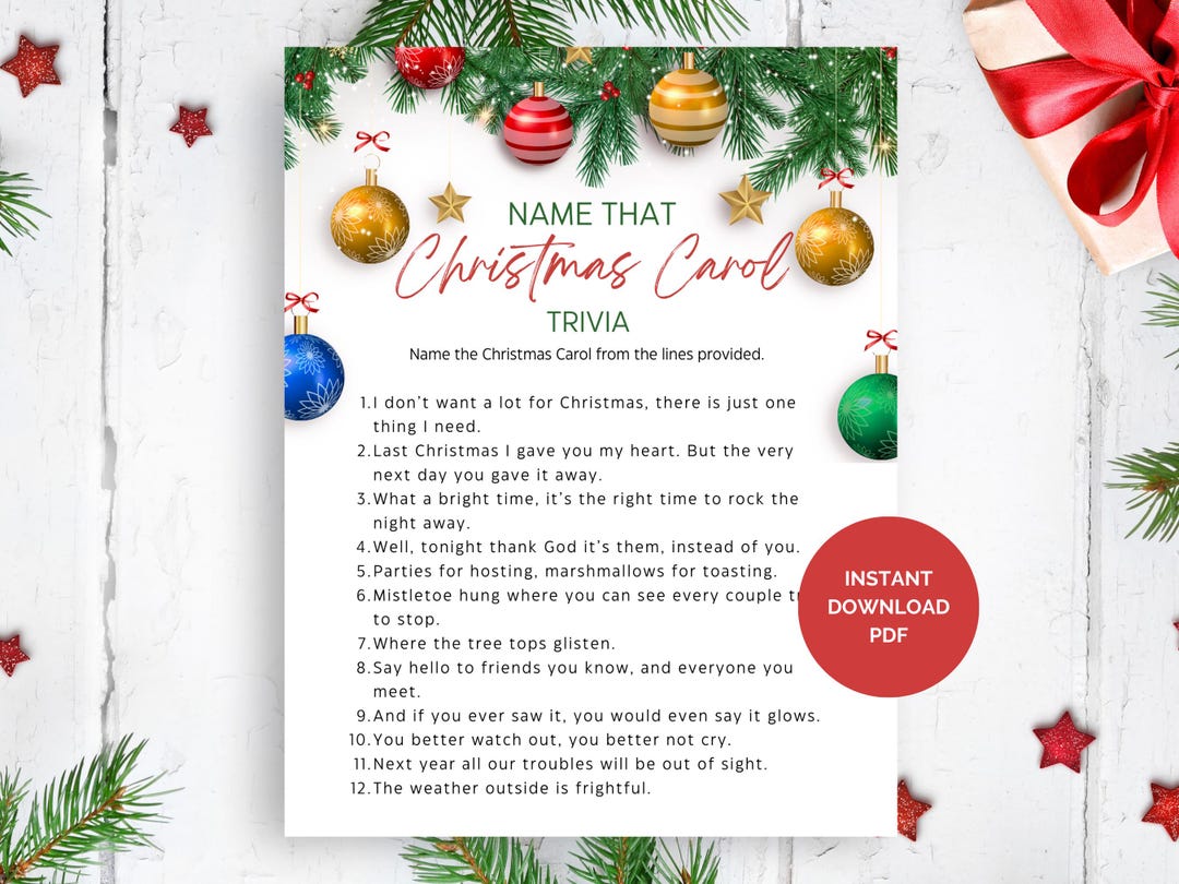 Christmas Carol Guessing Game | DIY Party Activity | Printable ...