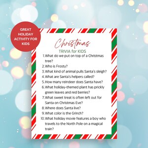 Christmas Trivia Game for Kids: Holiday Printable Activity (digital ...