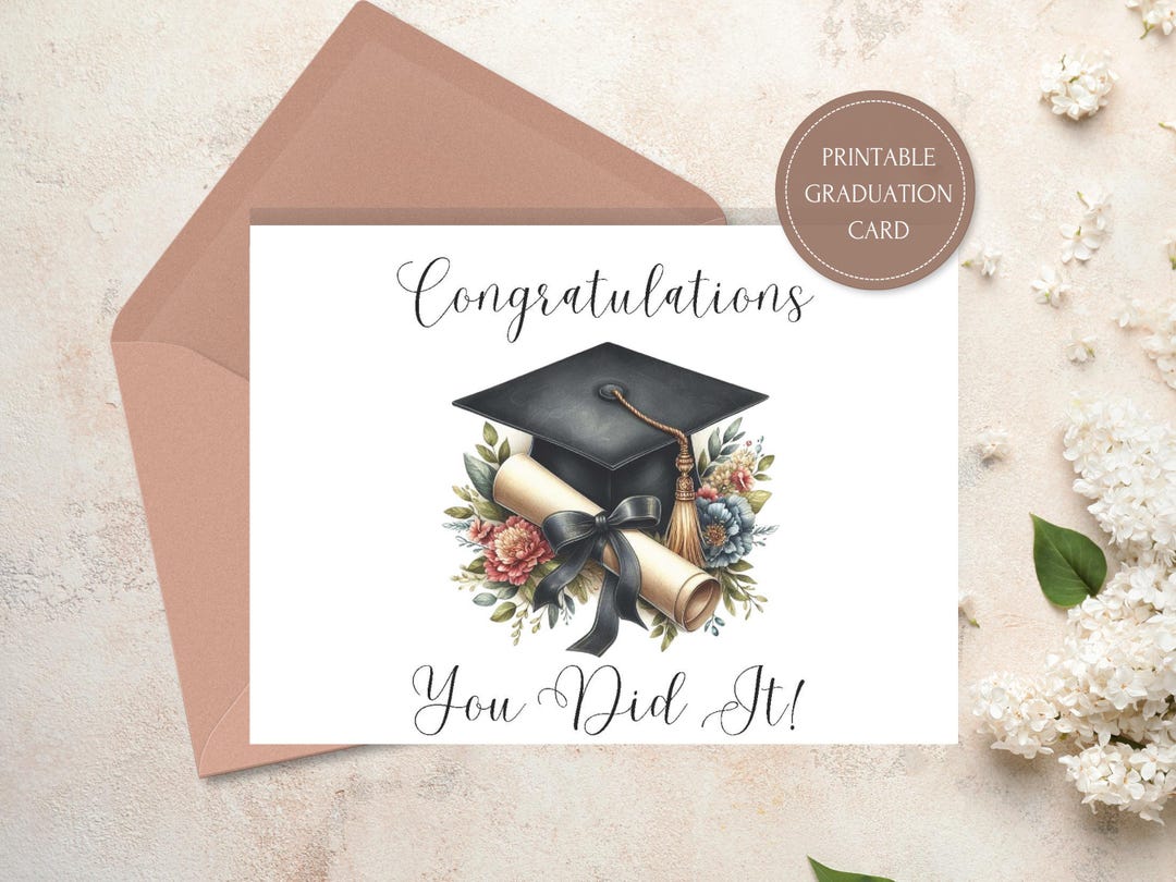 Printable Congratulations Graduate Card: 5x7 Graduation Card (PDF ...