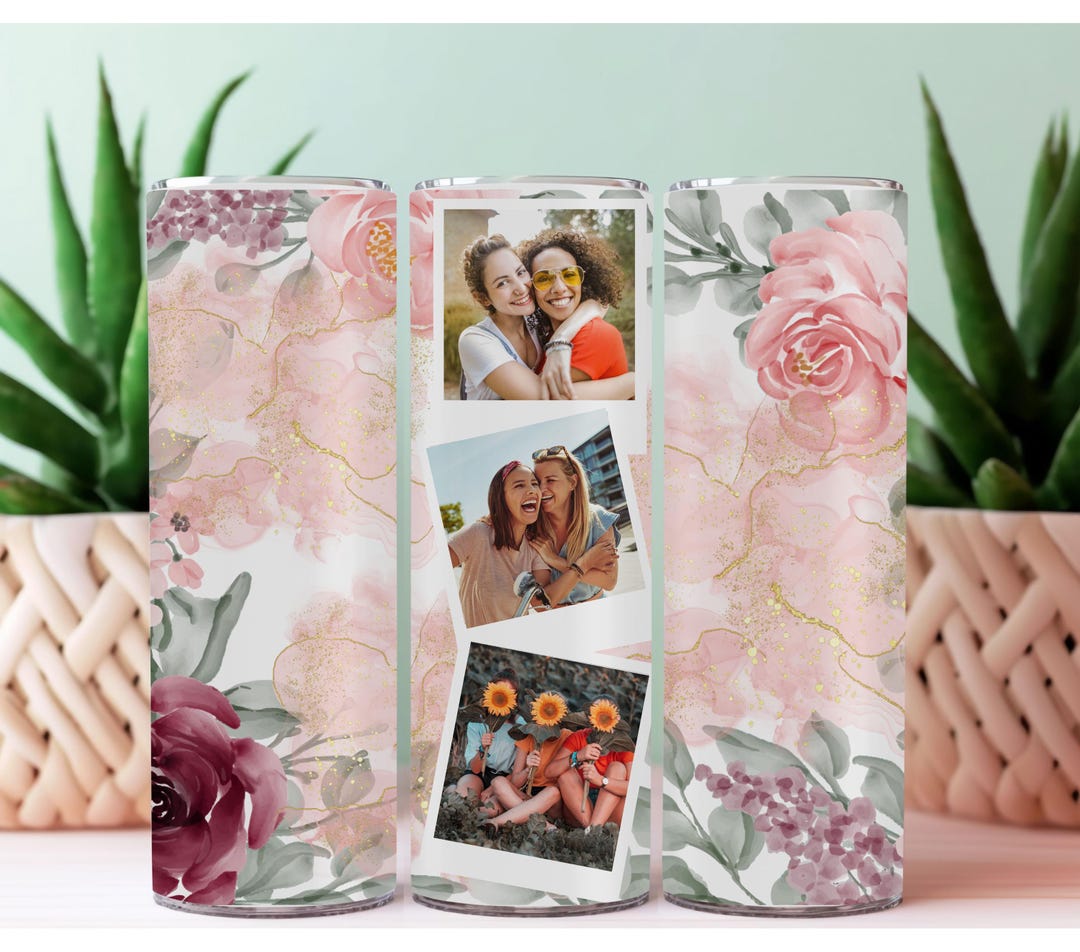 Floral Photo Tumbler Template Png Sublimation Collage 20oz Skinny for ...