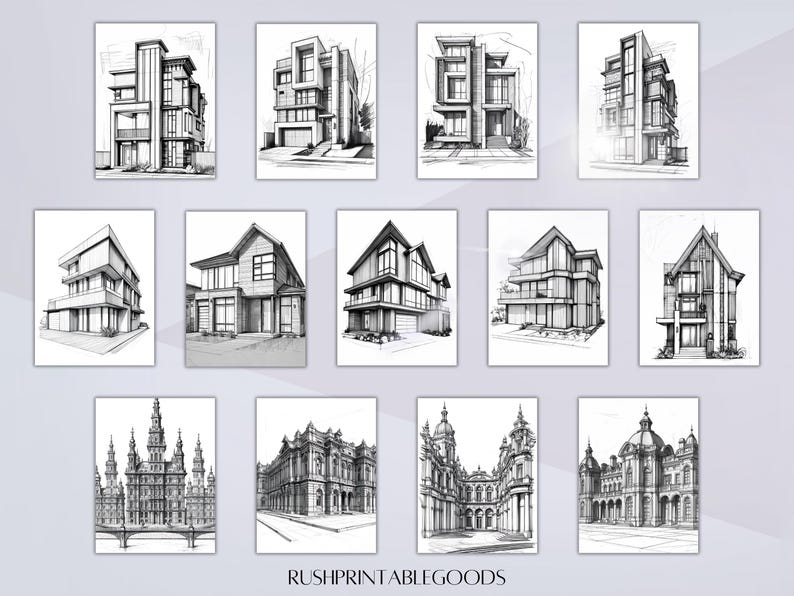 Architectural Design Coloring Pages | Printable Digital Download for ...