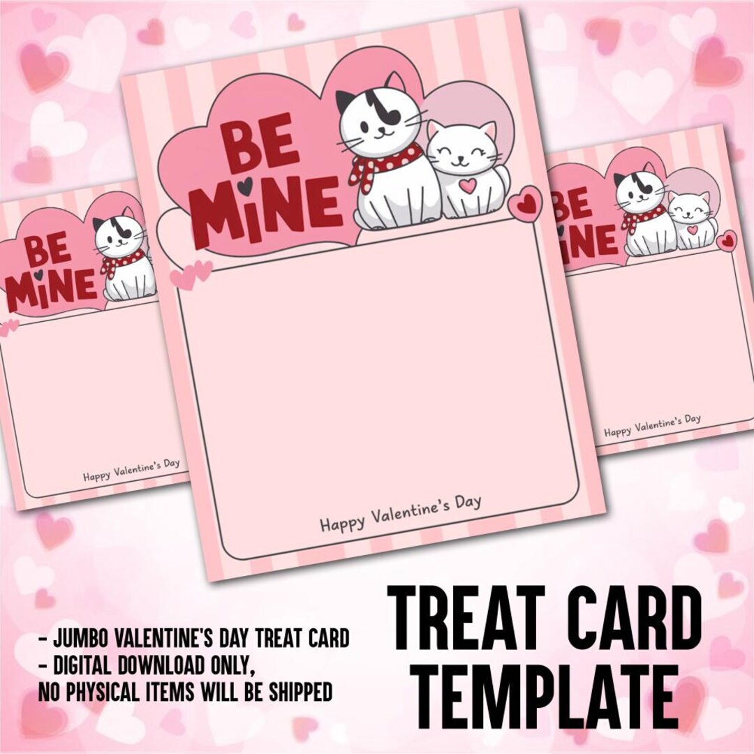 Jumbo Valentine Treat Cards, Valentine Day, Digital Download, Cards Png ...