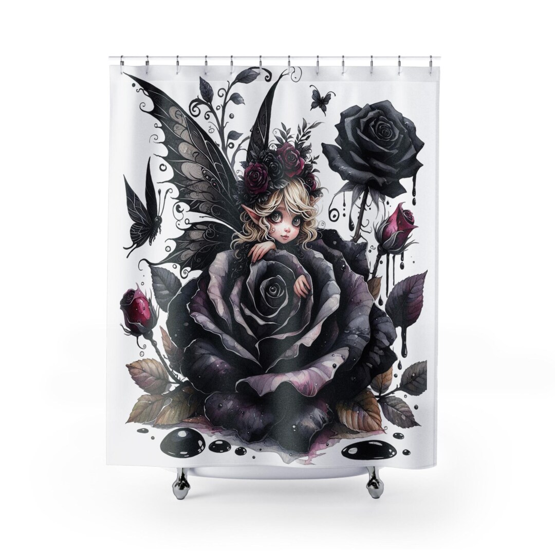 Cursed Petals – Haunted Floral Shower Curtain | Dark Fantasy Botanical ...
