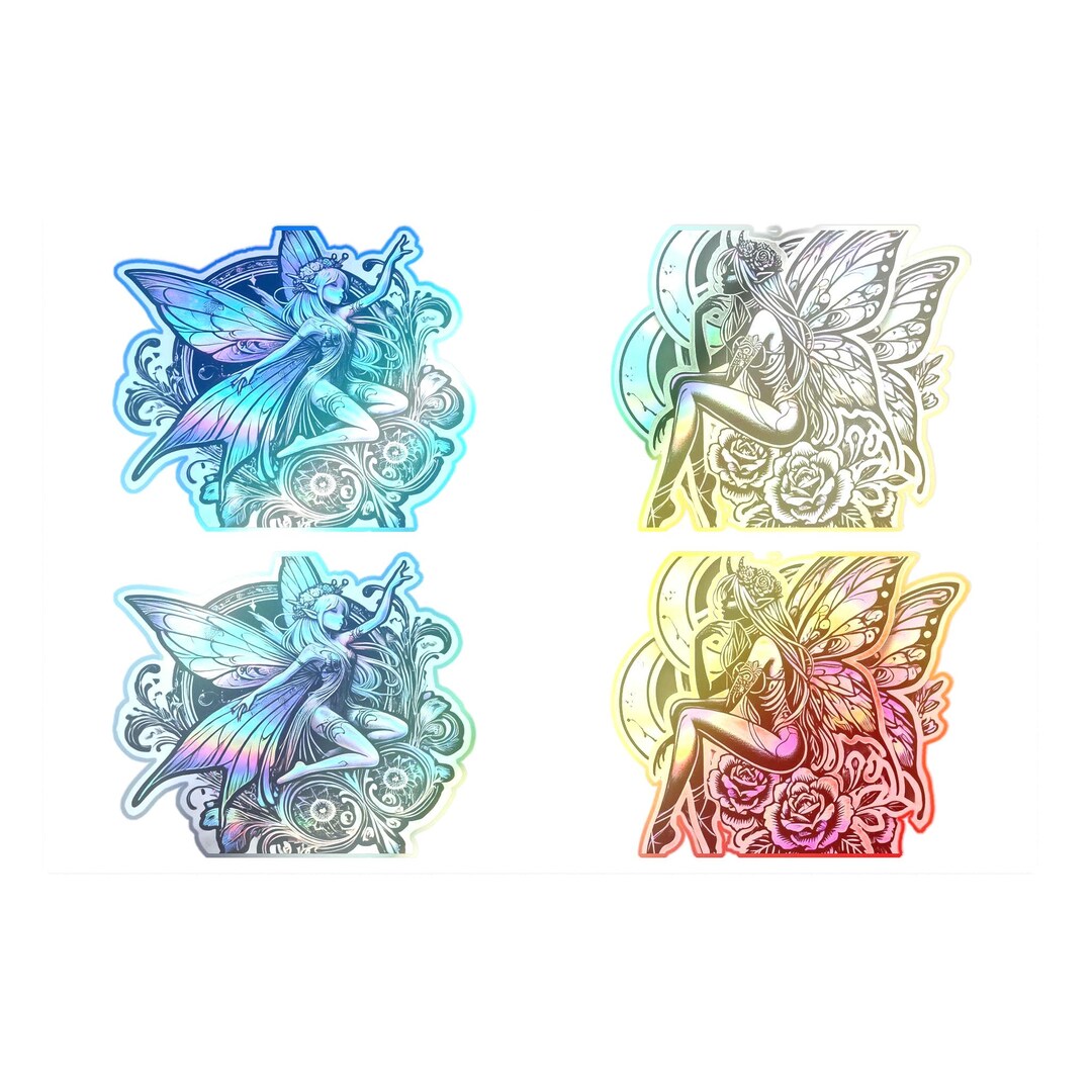 Sticker Bundle, Holographic Goth Fairy Stickers, Fantasy Magical Decal ...