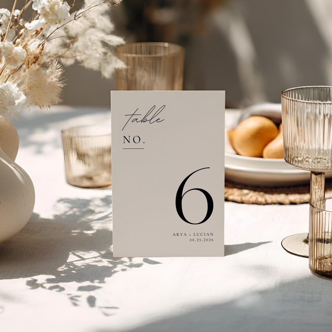 Elegant Wedding Table Numbers | Canva Editable Template | Printable ...