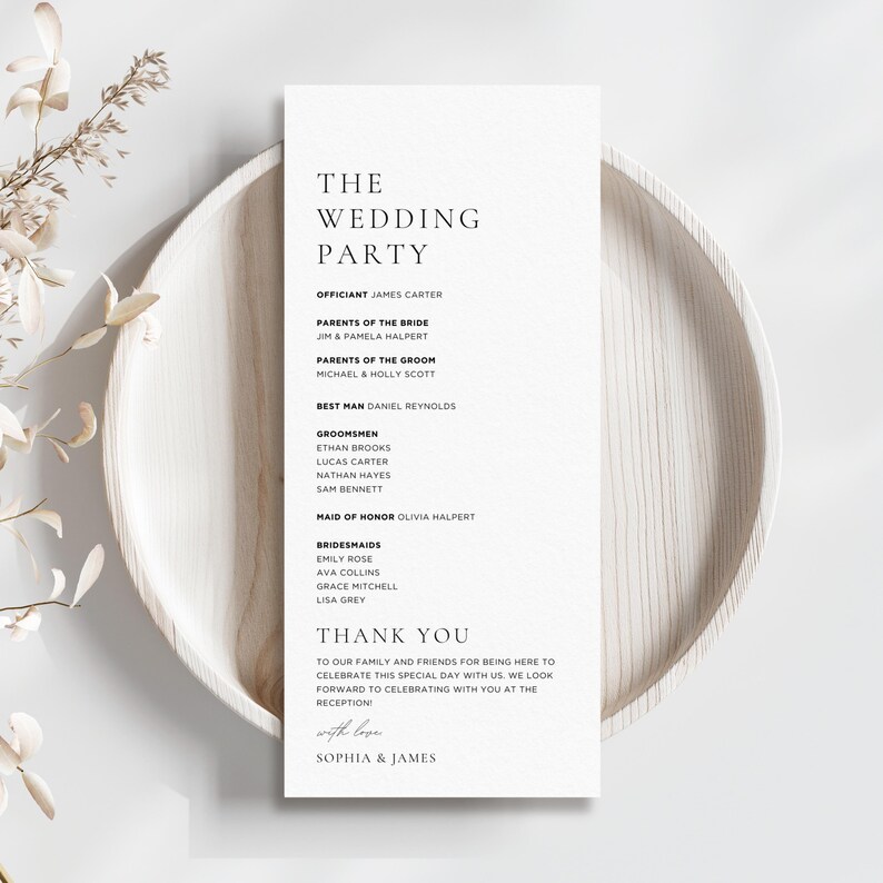 Minimalist Wedding Program | Editable Canva Template | Order of Service ...
