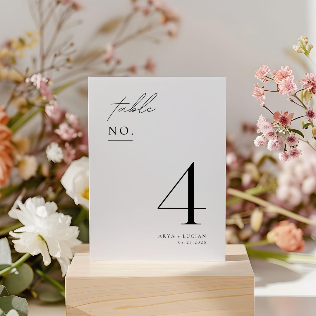 Elegant Wedding Table Numbers | Canva Editable Template | Printable ...