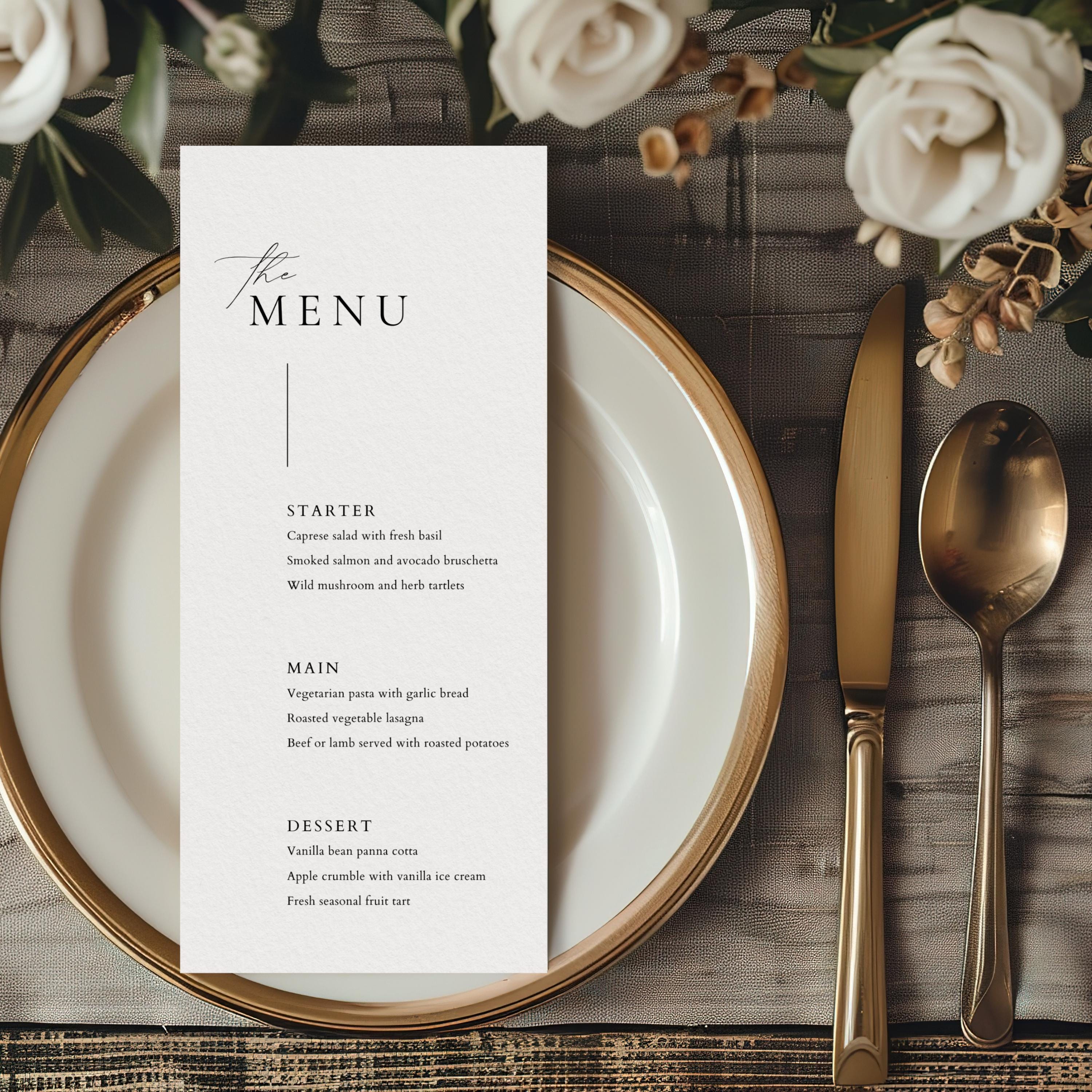 Wedding Menu Template | Editable Canva Template | Elegant Reception ...