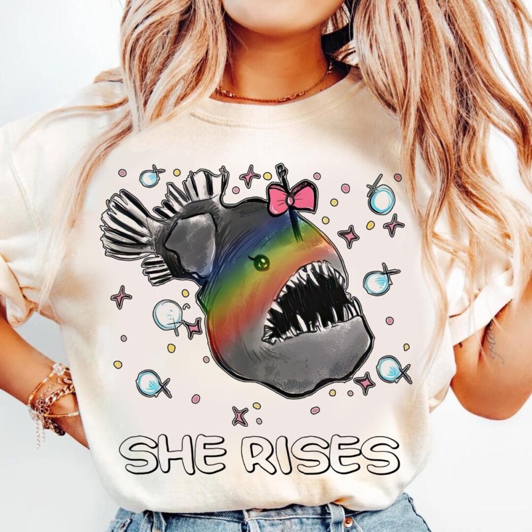 Cute Anglerfish Png, She Rises Png, Fish Shirt, Marine Life Shirt ...