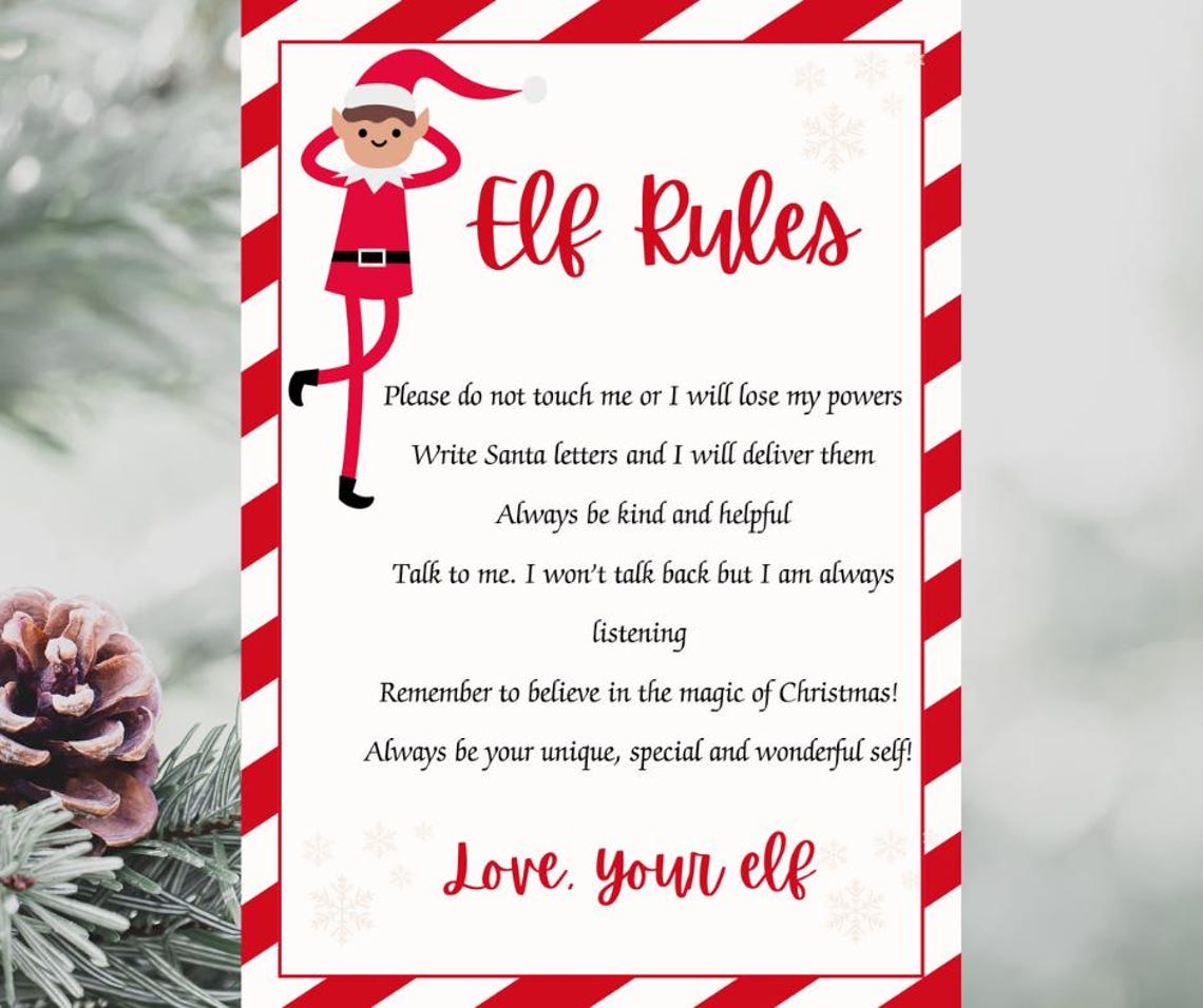 Elf Rules Printable, Editable Christmas Elf Magic Rules, Christmas ...