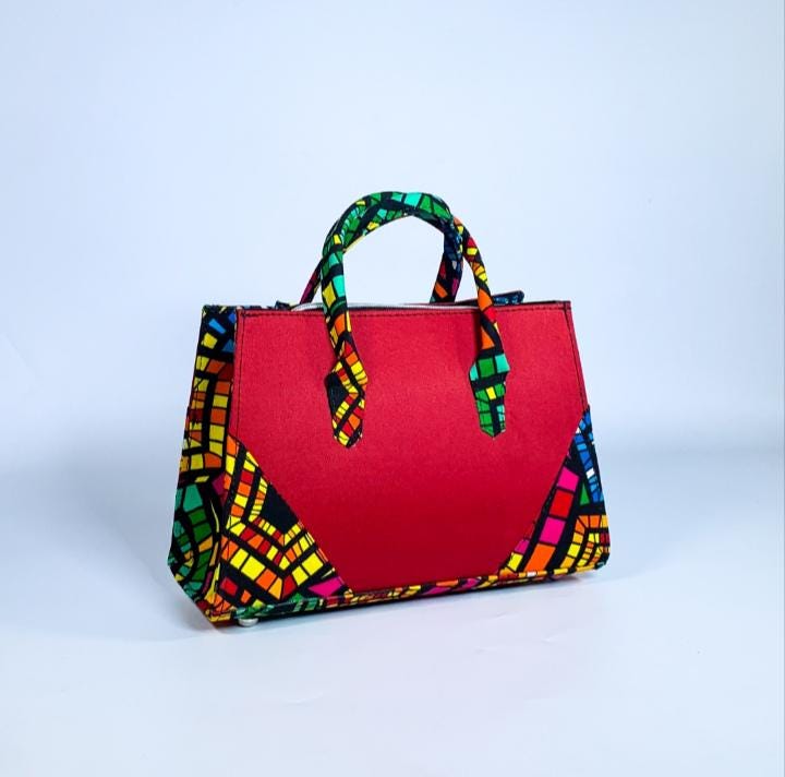 Purple Ankara Print Handbag, African-inspired Structured Purse for ...