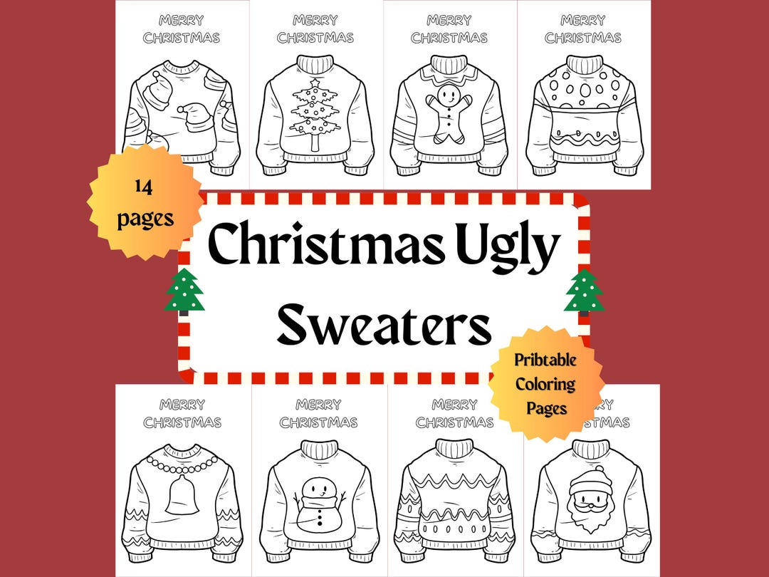 Christmas Ugly Sweaters Coloring Pages, for Teens and Kids, 14 ...