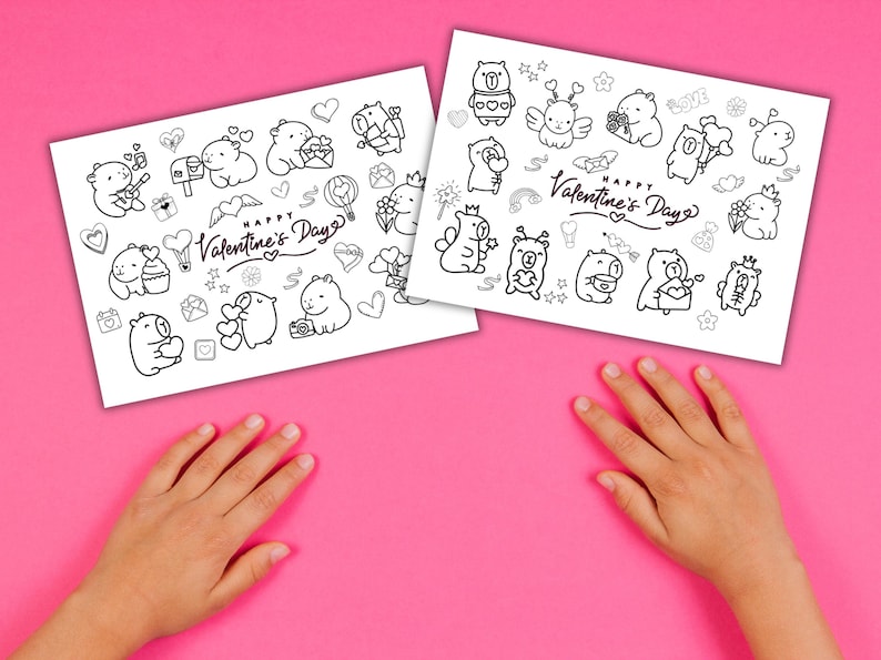 Valentine's Day Capybara Coloring Pages, Adorable Capybara Coloring ...