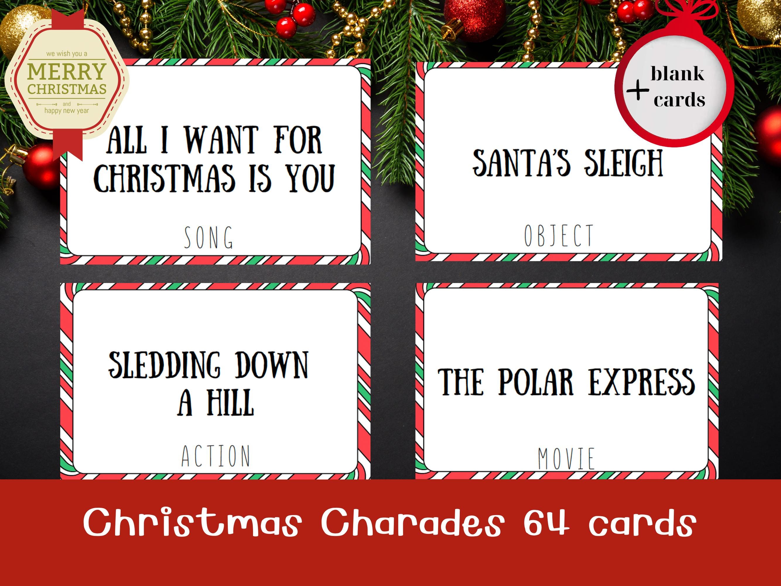 Christmas Charades Game, Printable Christmas Charade Cards, Christmas ...