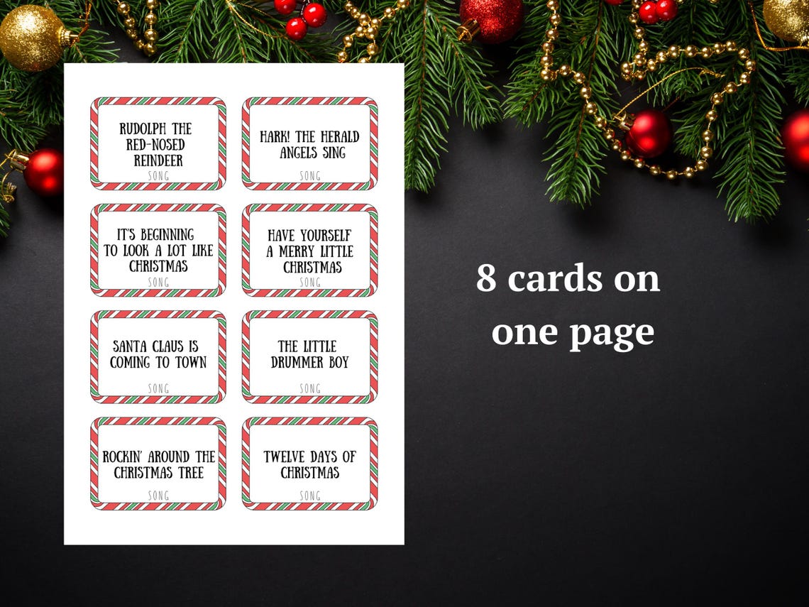 Christmas Charades Game, Printable Christmas Charade Cards, Christmas ...