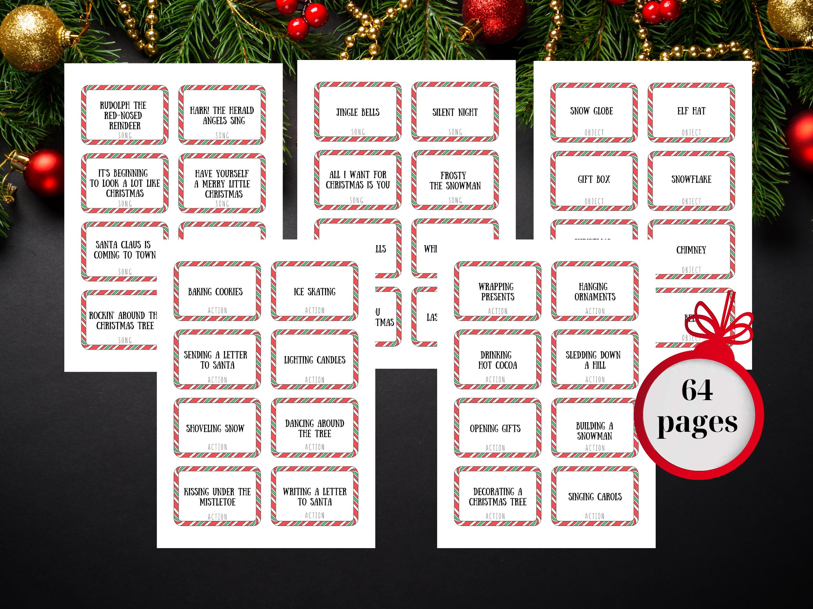 Christmas Charades Game, Printable Christmas Charade Cards, Christmas ...