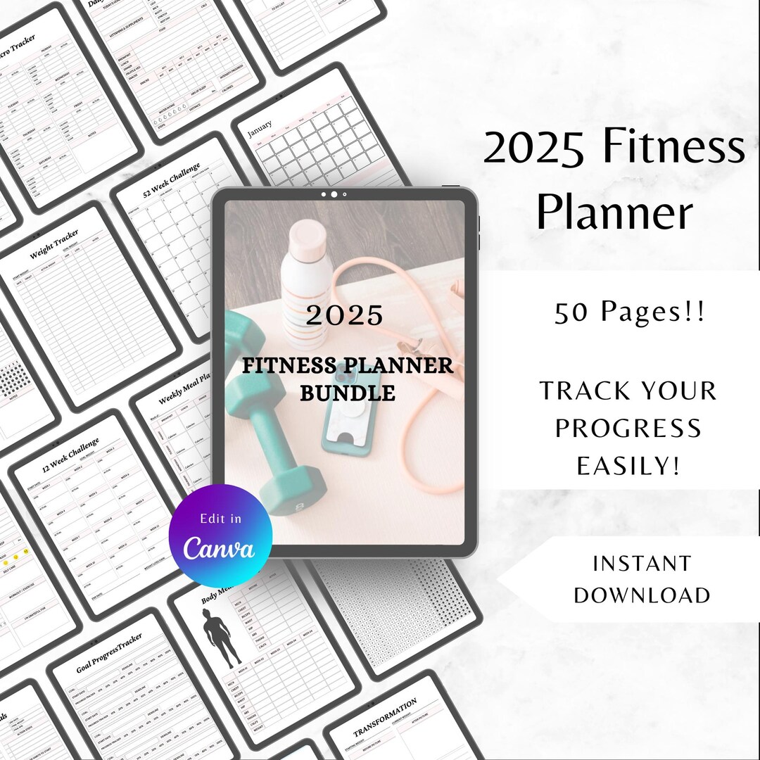 2025 Fitness Planner | Editable Canva Planner Template, Calorie Digital ...