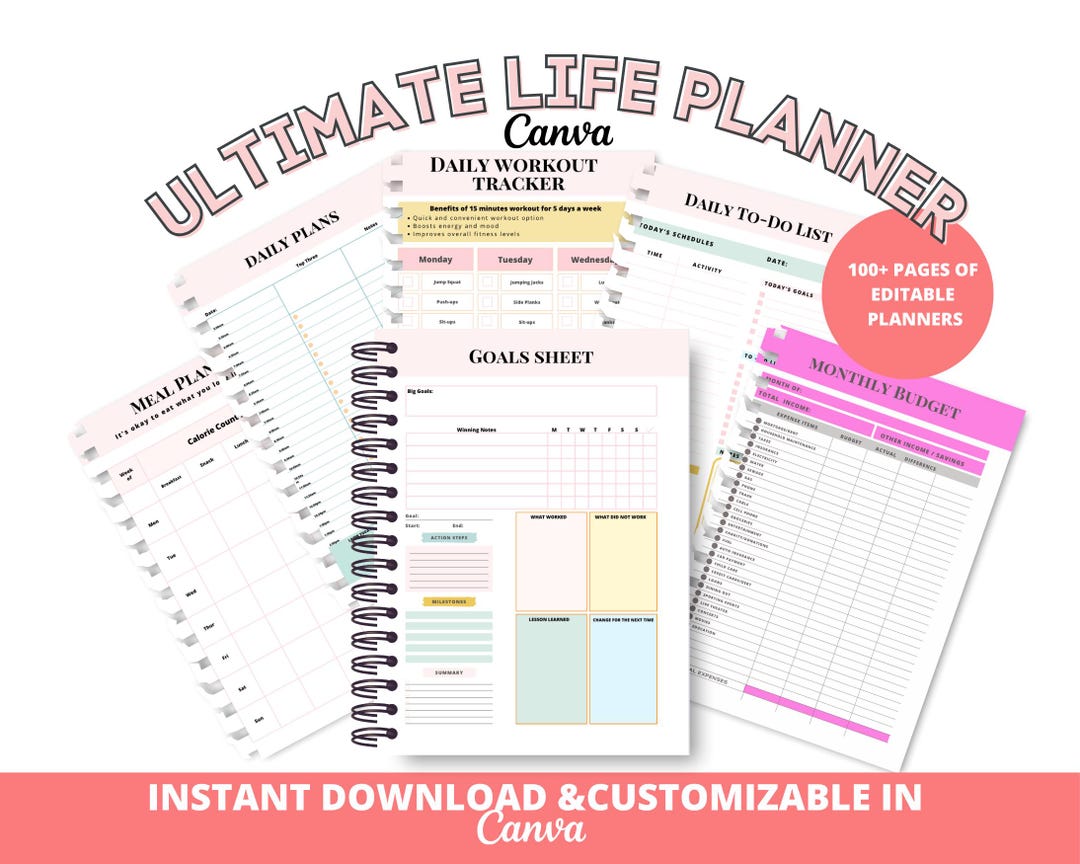 Editable Canva Planner Template, Canva Digital Planner, Planner ...