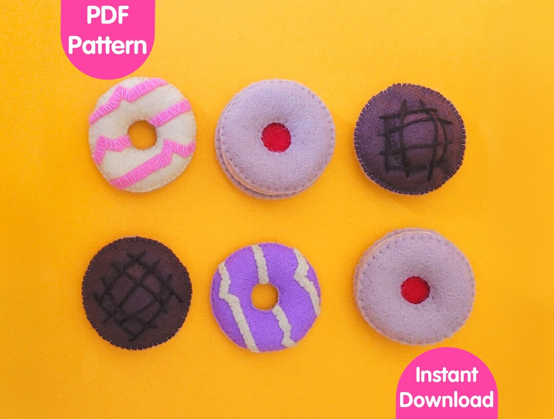 Biscuit Set | Cookies | Felt Food Digital Sewing Pattern | Kids Role ...