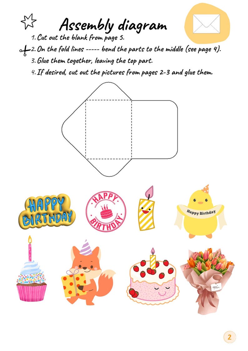 Printable DIY Birthday Envelope – Digital PDF Craft Kit for Kids and ...