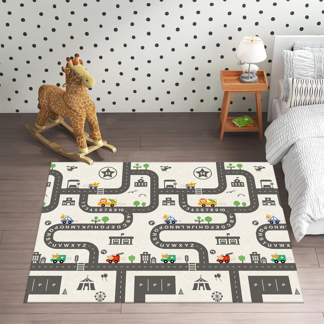 Kid City Map Traffic Rug, Road Map Children's Carpet, Road Map, Road ...